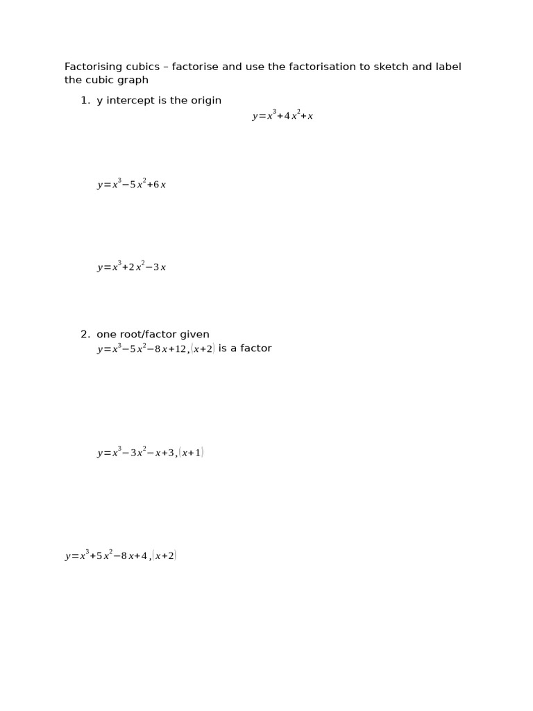Factorising Cubics 1 | PDF