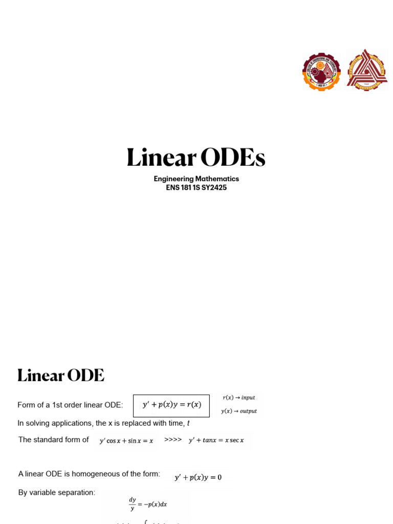 Lecture On Linear ODEs | PDF