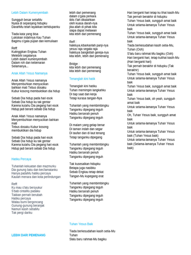 Lebih Dalam Kumenyembah Lirik | PDF