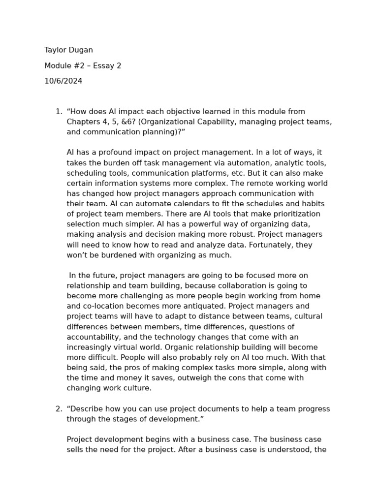 Dugan, Taylor - Essay 2 | PDF