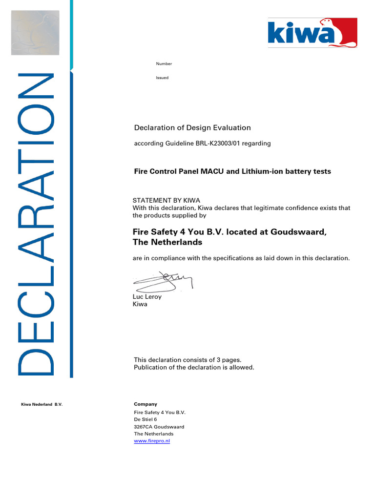 Declaration FS4Y Lithium-Ion Battery Tests V3_2 | PDF