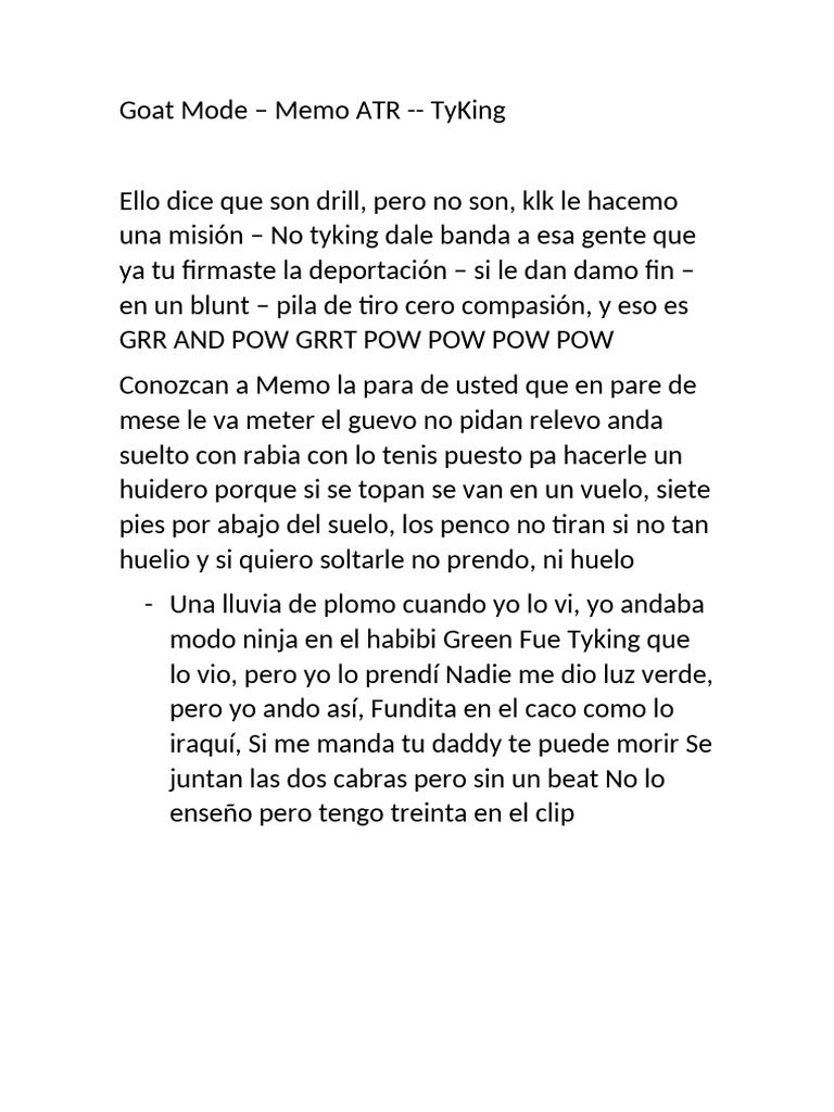 Goat Mode - Memo ATR - TyKing | PDF