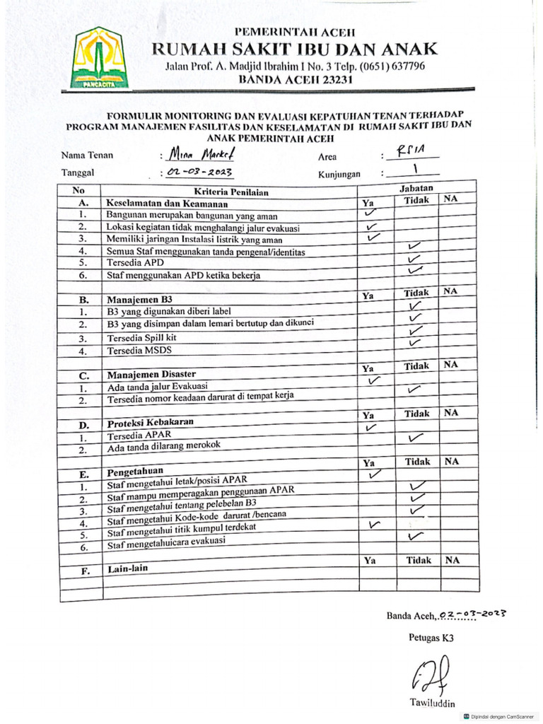 Perbaikan Ceklis Tenant Triwulan 3 | PDF