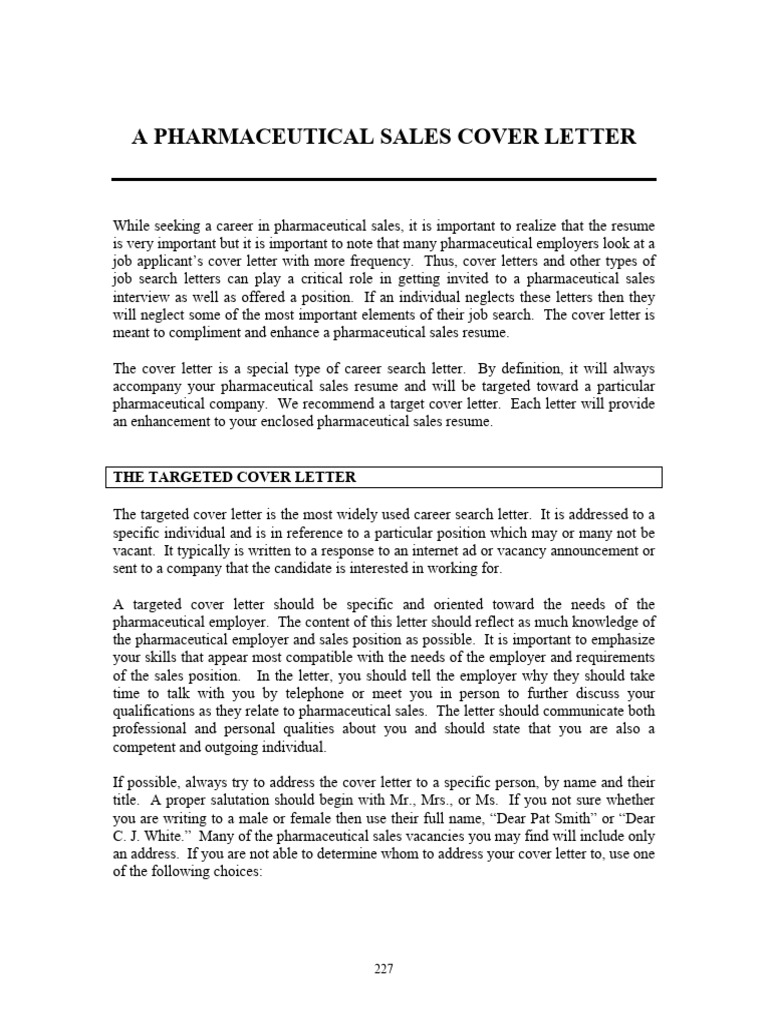 Pharmaceutical Sales Cover Letter PDF Template | PDF | Career & Growth