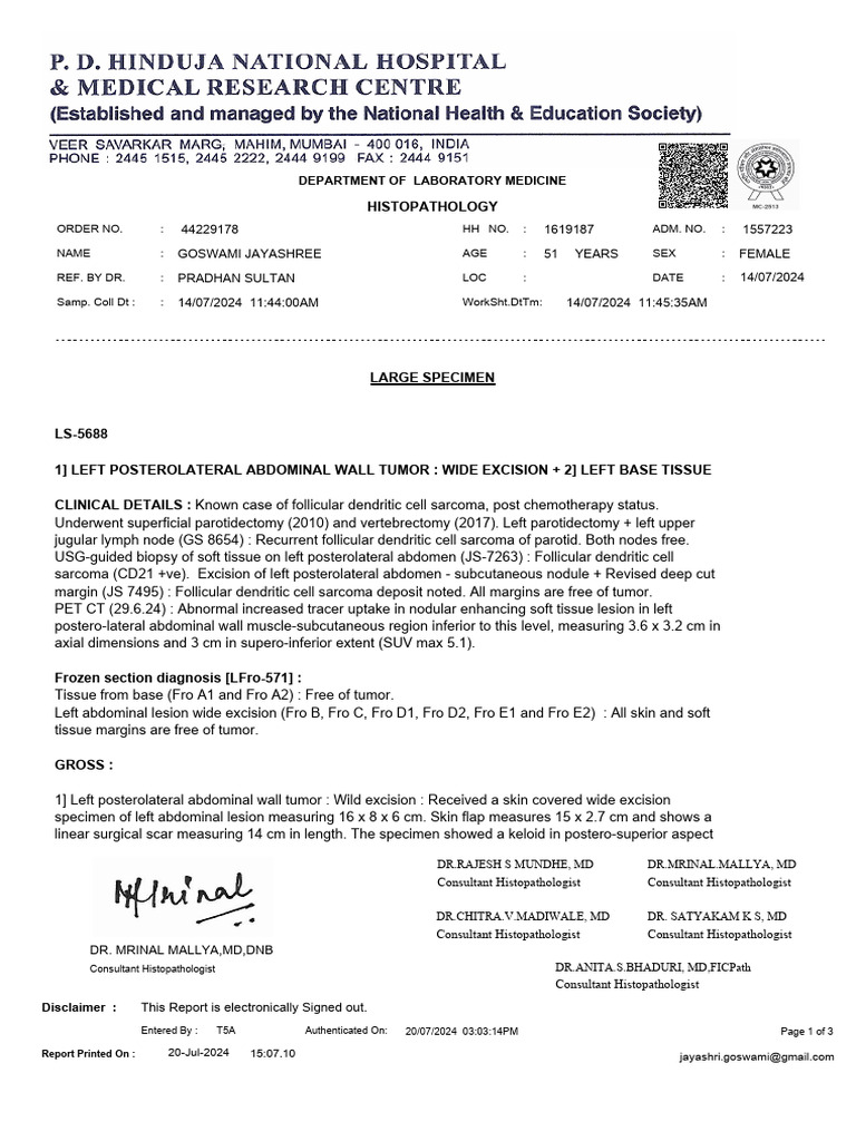 Mrinal Kishor Mallya: Histopathology | PDF