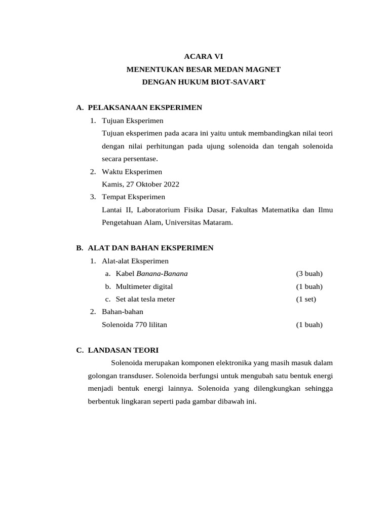 laporan praktikum hukum biot savart (1) | PDF