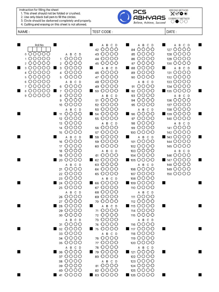 Omr (150 MCQ) | PDF