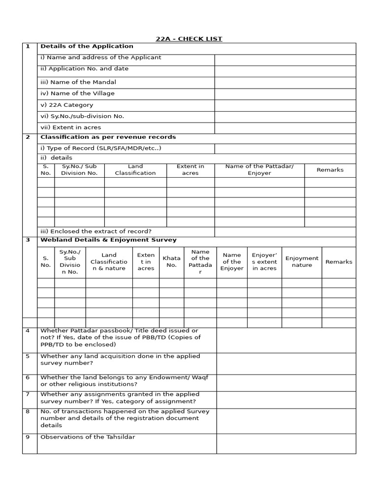 22A Land Application Checklist | PDF | Law