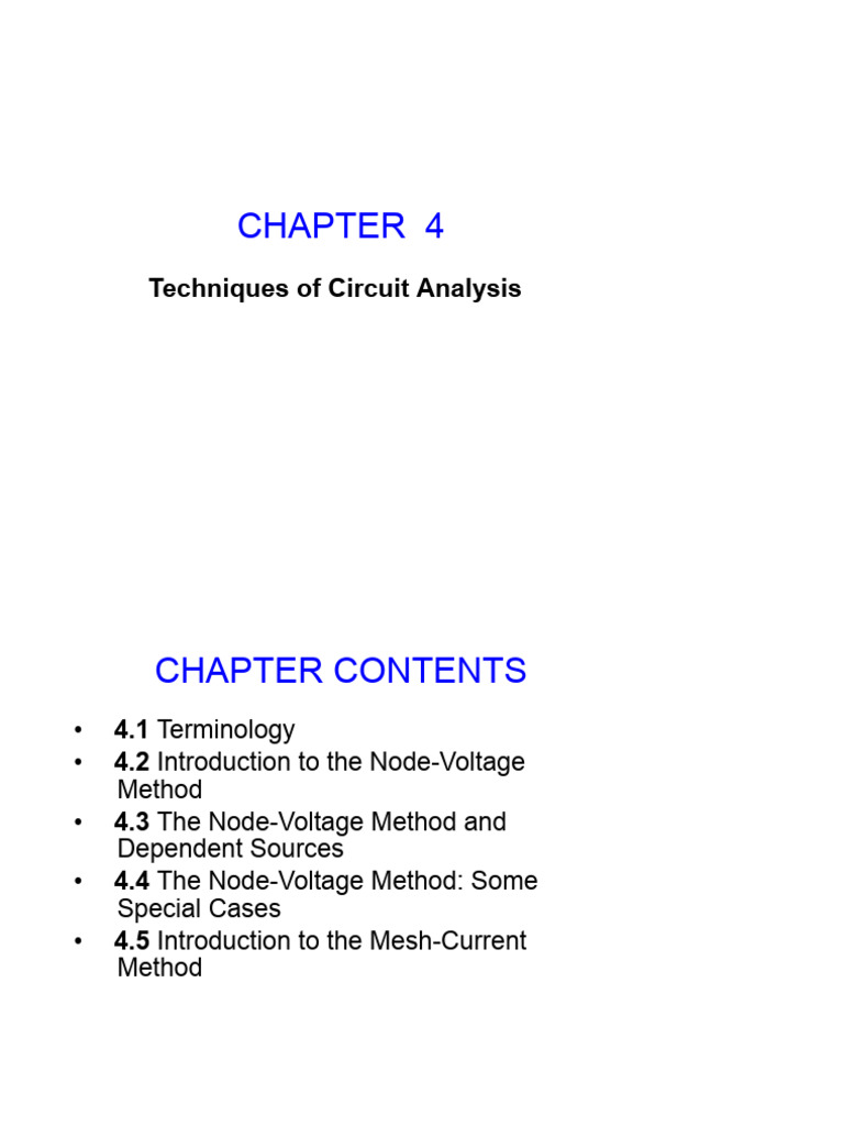 CH4 Techniques of Circuit Analysis | PDF