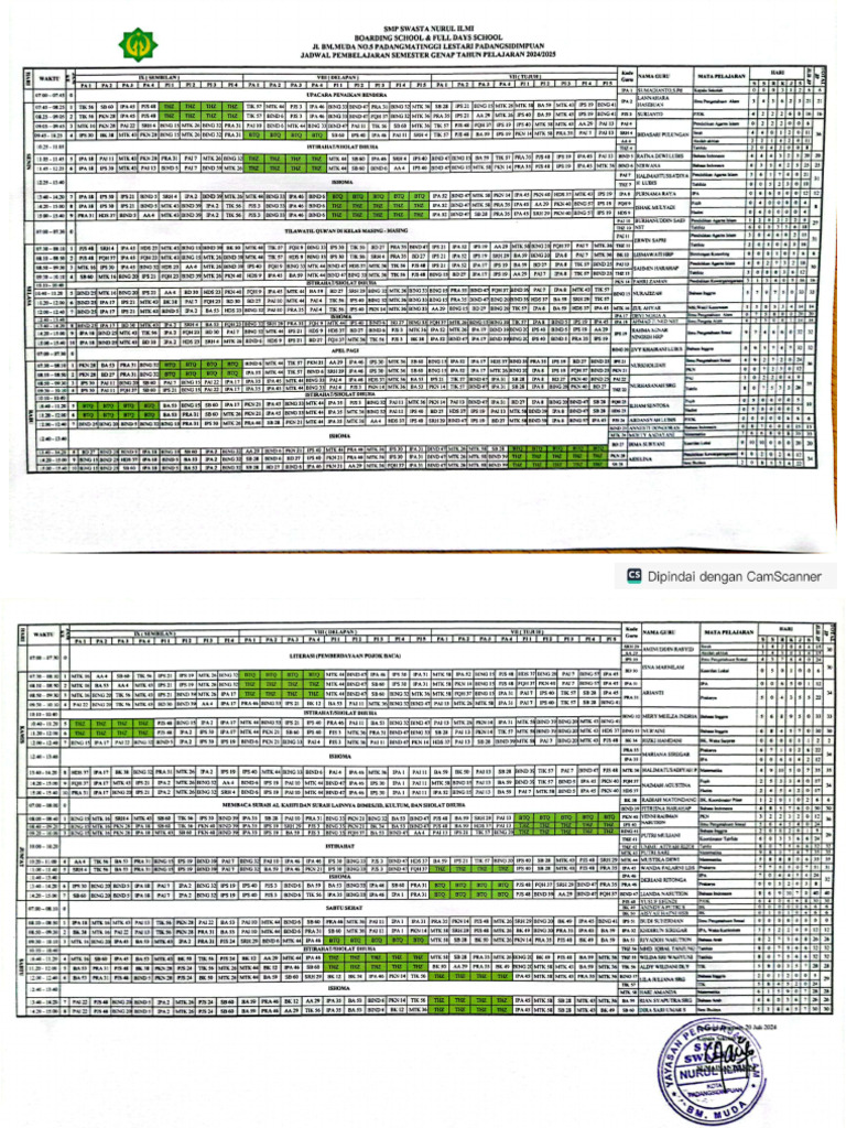 Jadwal Pelajaran Fix SMP Nurul Ilmi | PDF
