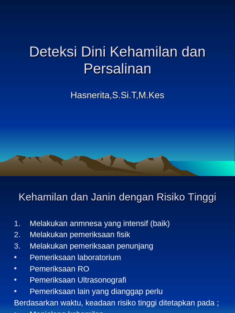 Deteksi Dini Kehamilan Dan Persalinan | PDF