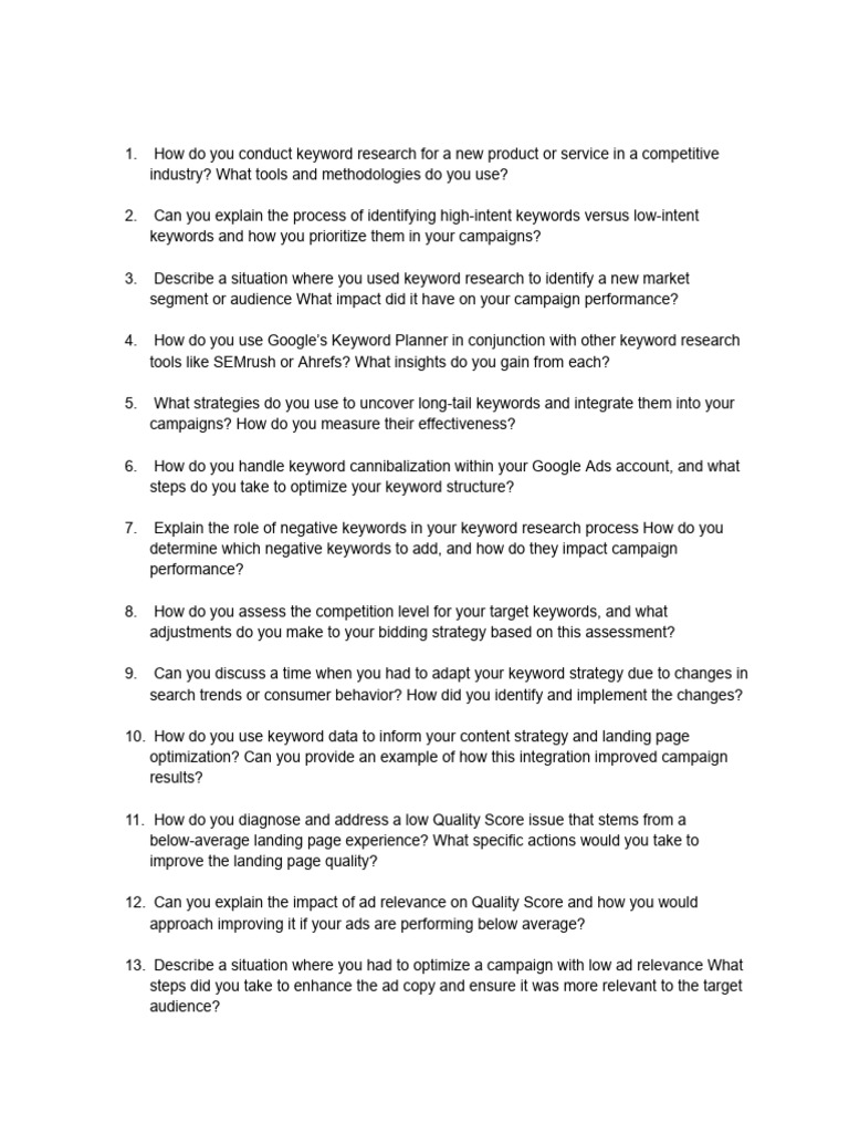 Google Ads Interview's | PDF