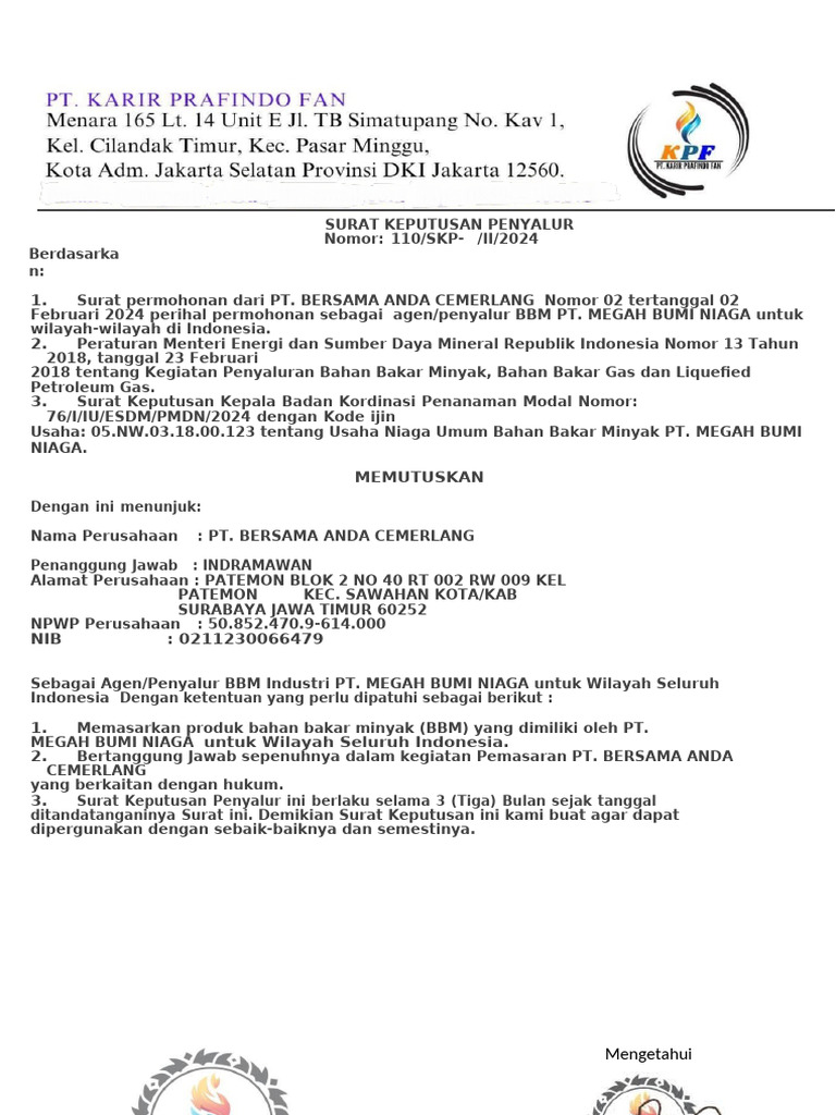 Surat Keputusan MBN | PDF