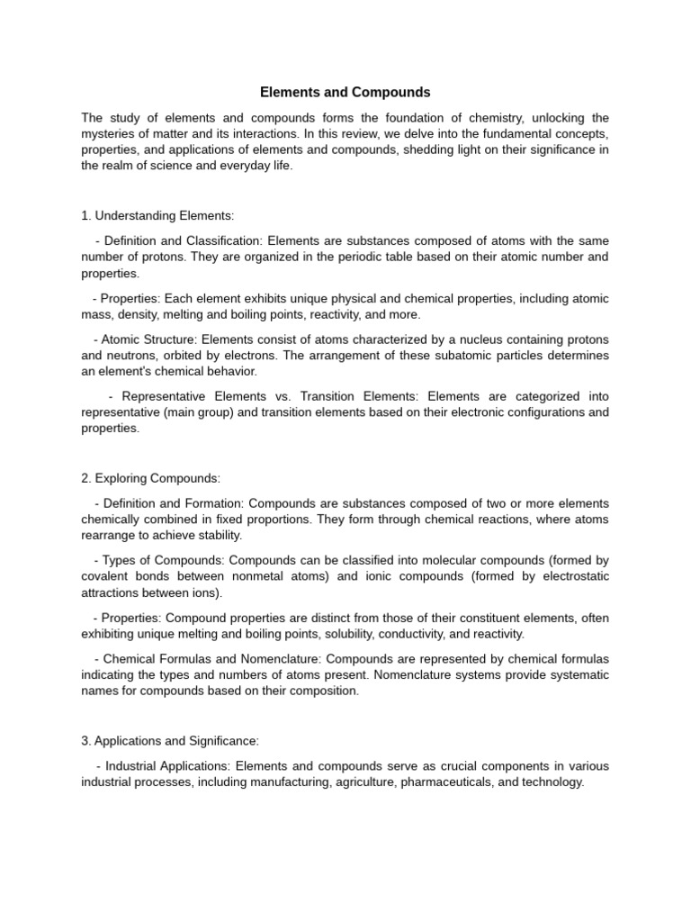 Elements and Compounds | PDF