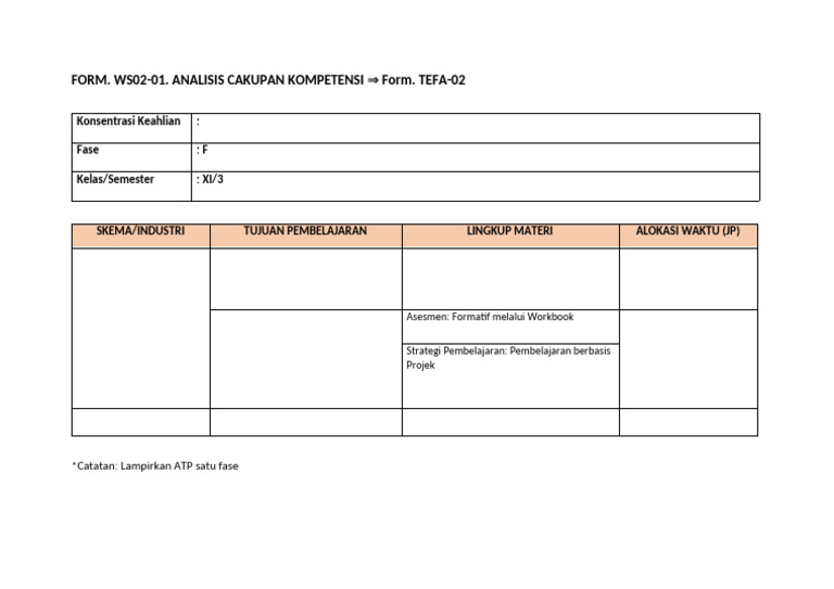 Form. WS02-01. Analisis Cakupan Kompetensi | PDF