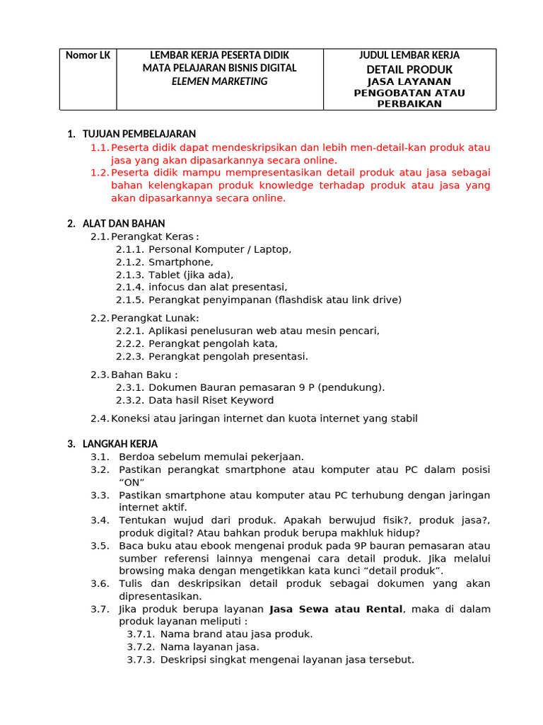 LK Digital Marketing - Riset Detail Produk Jasa Layanan Sewa Atau ...