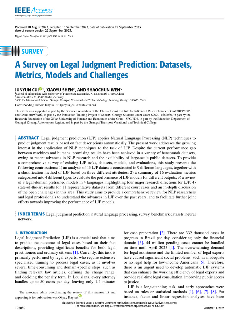A Survey On Legal Judgment Prediction Datasets Metrics Models and Challenges | PDF | Common Law ...