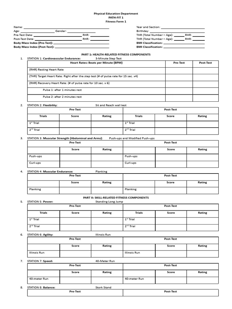 PATH FIT 1 Physical Fitness Form 1 2.docx 1 | PDF