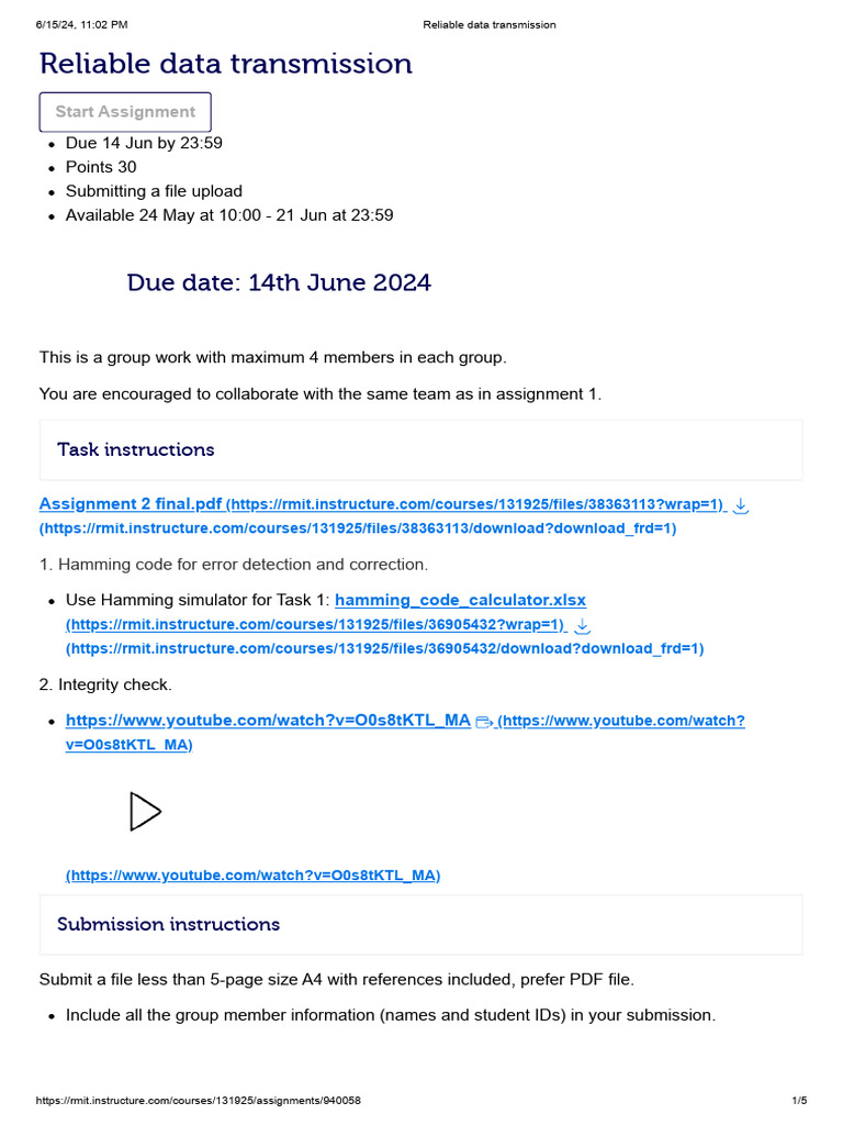 Reliable Data Transmission | PDF