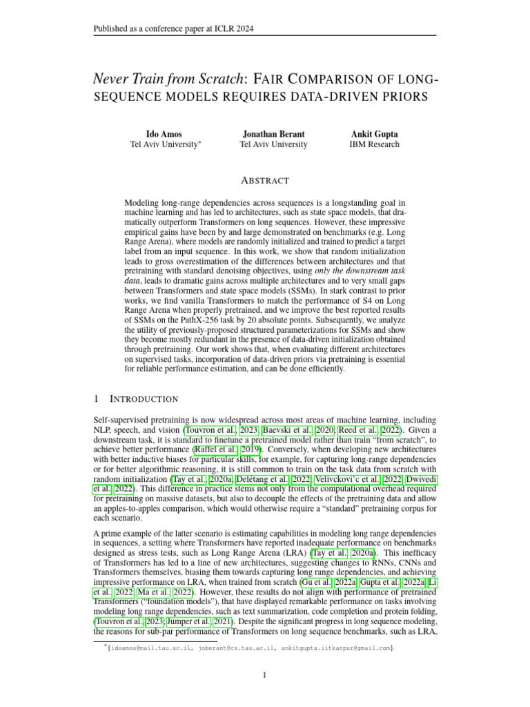 Never Train From Scratch: AIR Omparison of Long Sequence Models Requires Data Driven Priors | PDF