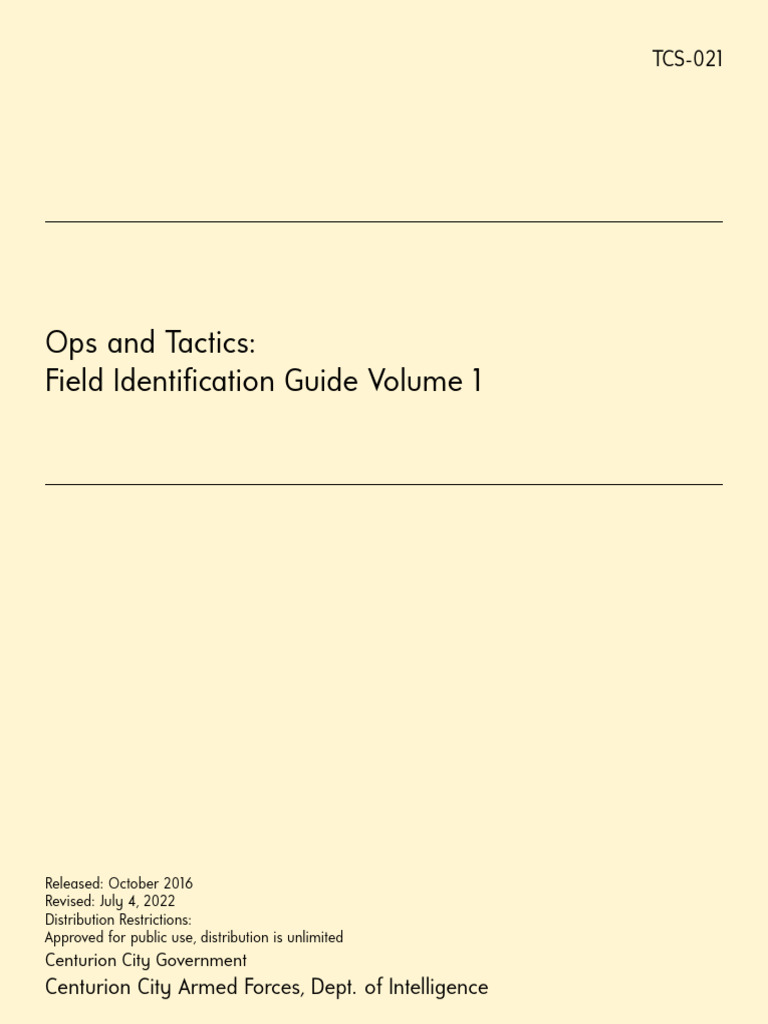 Ops and Tactics Field Identification Guide Vol. 1 6th Edition | PDF