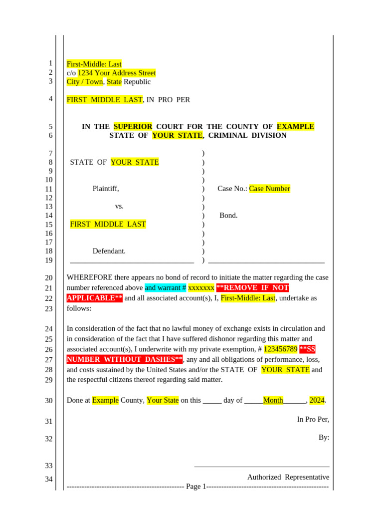 Notice of Bond Template | PDF
