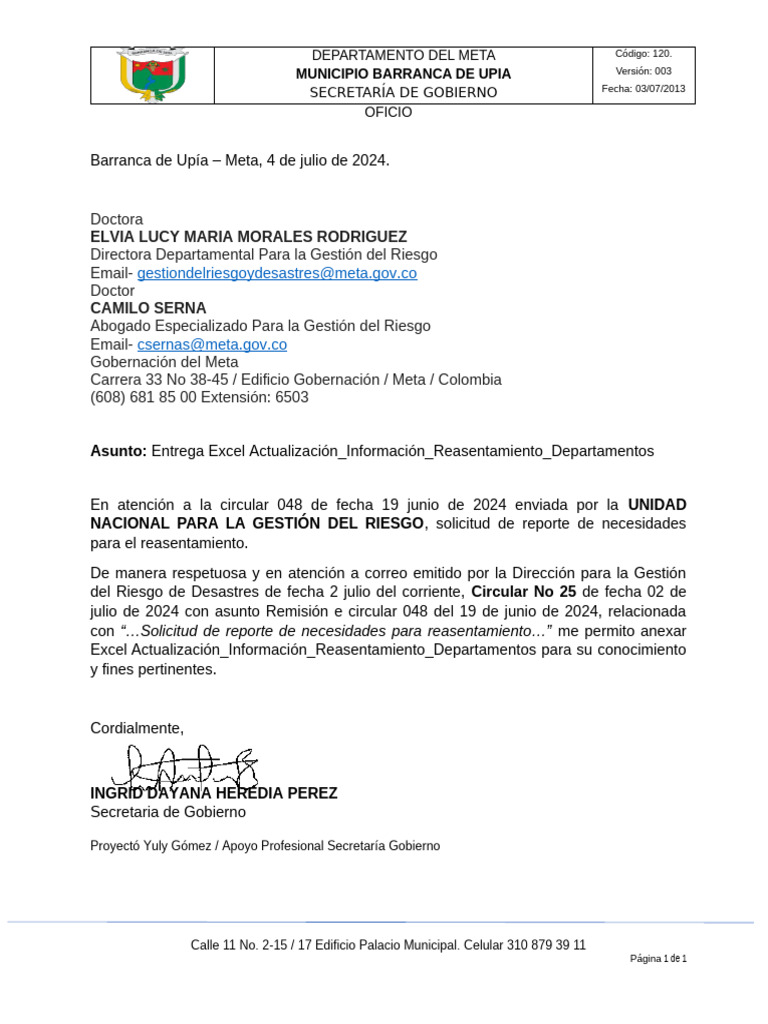 Oficio Respuesta Circular 048-19-2024 | PDF