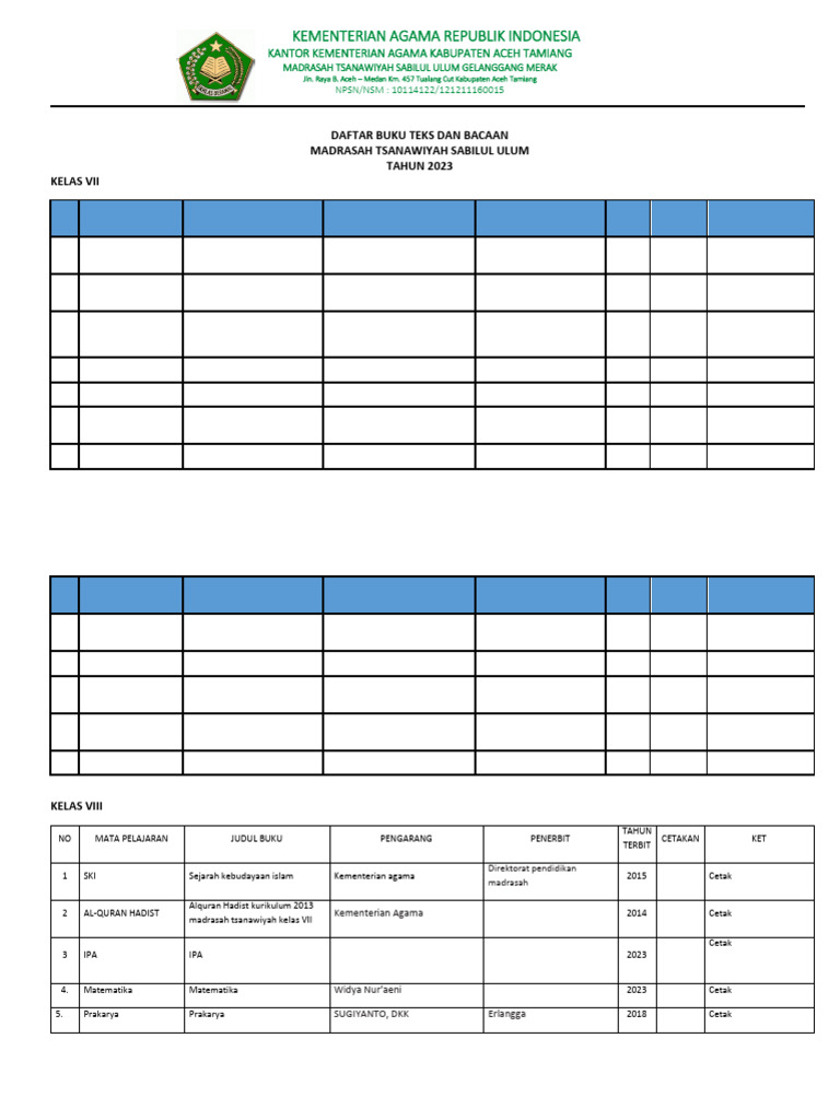 D.1 DAFTAR BUKU TEKS DAN BACAAN - Copy A | PDF