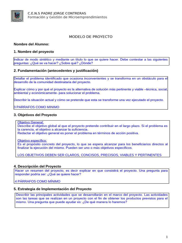 Modelo de Proyecto Cens | PDF