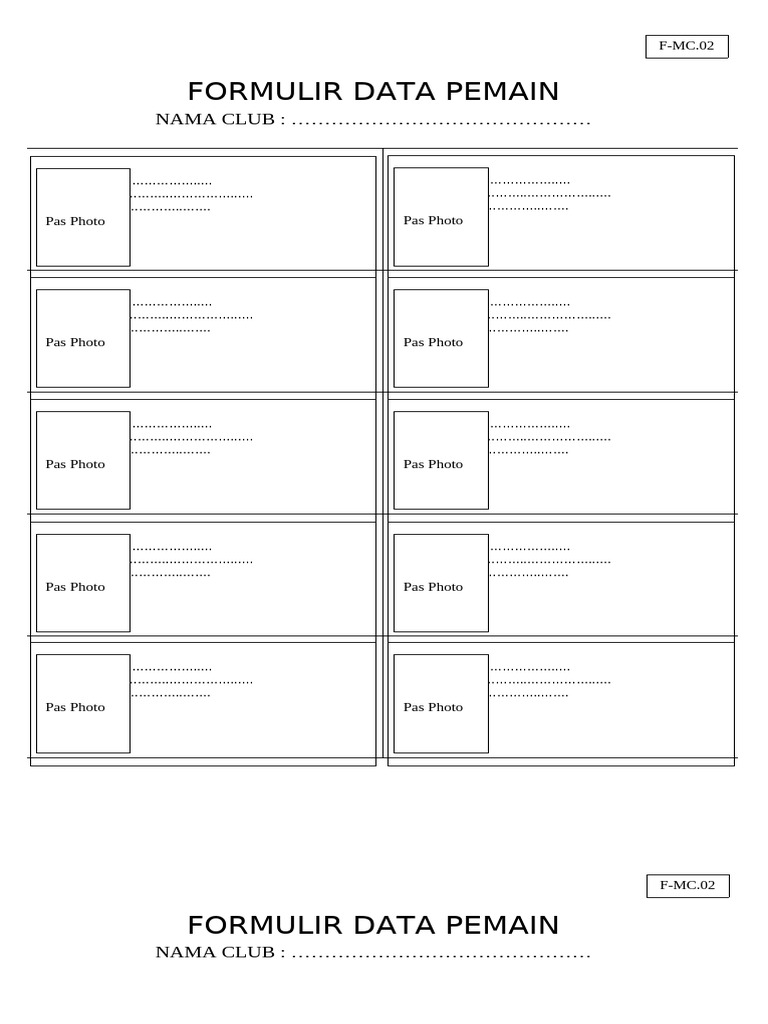 Formulir Pendaftaran Pdf