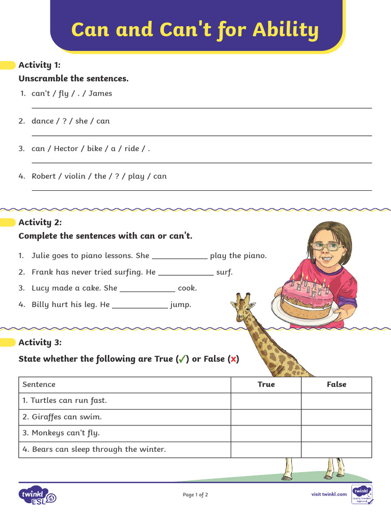 can-and-cant-for-ability-worksheet-kids-a2_ver_2 | PDF