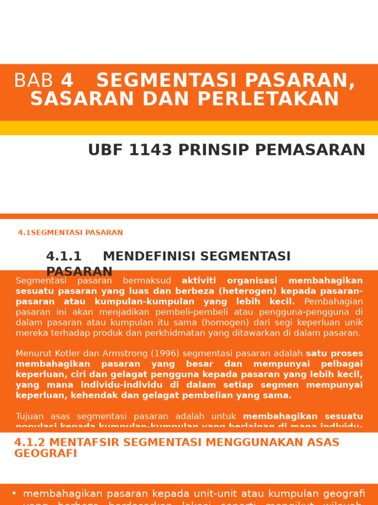 BAB 4 Segmentasi Pasaran, Sasaran Dan Perletakan | PDF