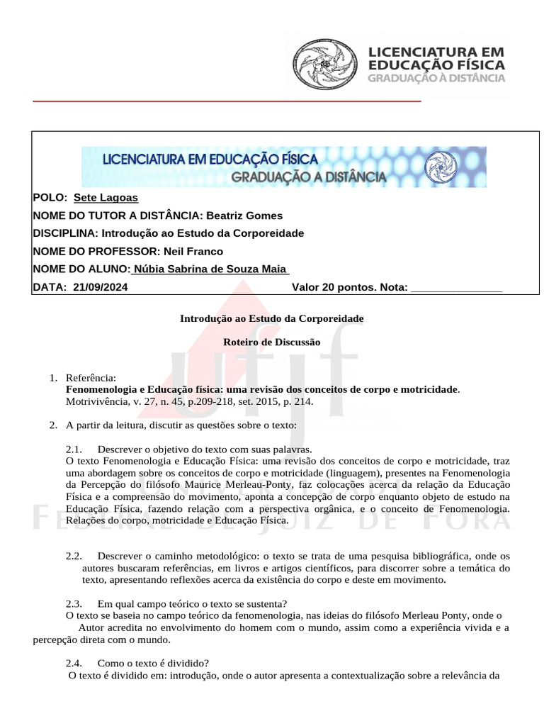 Roteiro de Discussão de Texto Atualizado 2024 - 2 | PDF