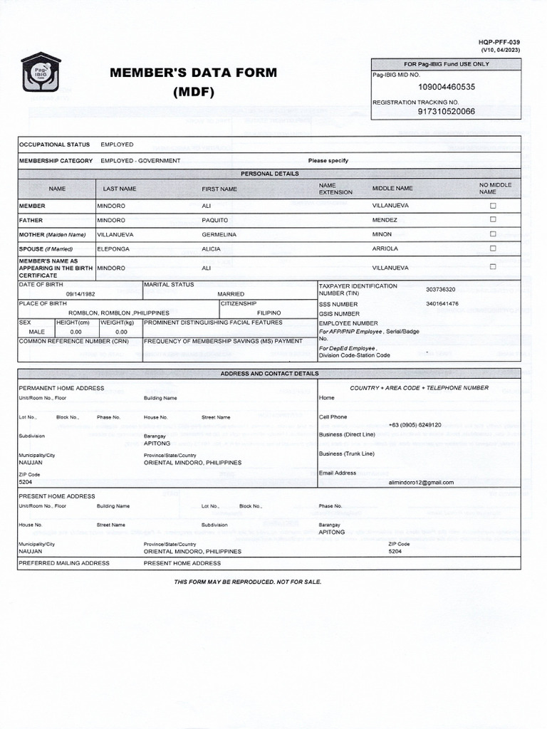 Pag Ibig - MDF - Mindoro, Ali | PDF