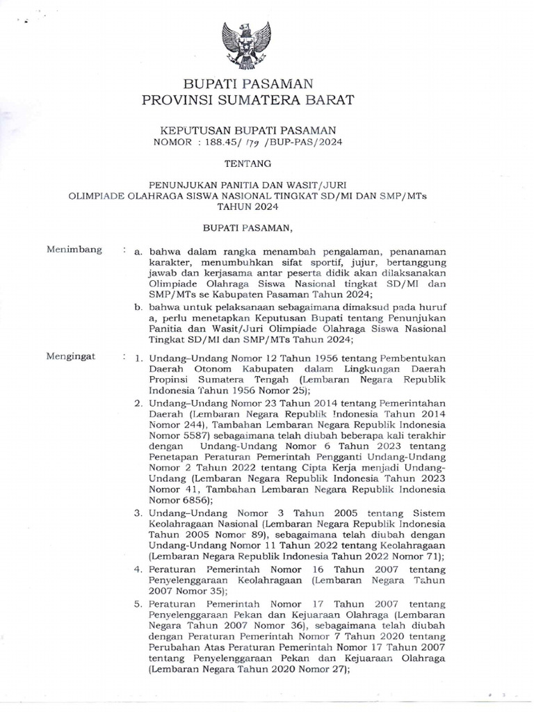 SK Bupati O2sn 2024 | PDF