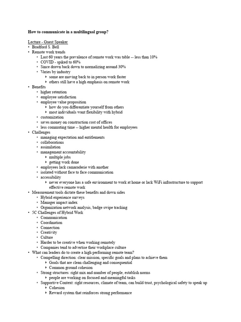 Cornell INFO 4430 Week 6 Learning Log | PDF | Leadership | Communication