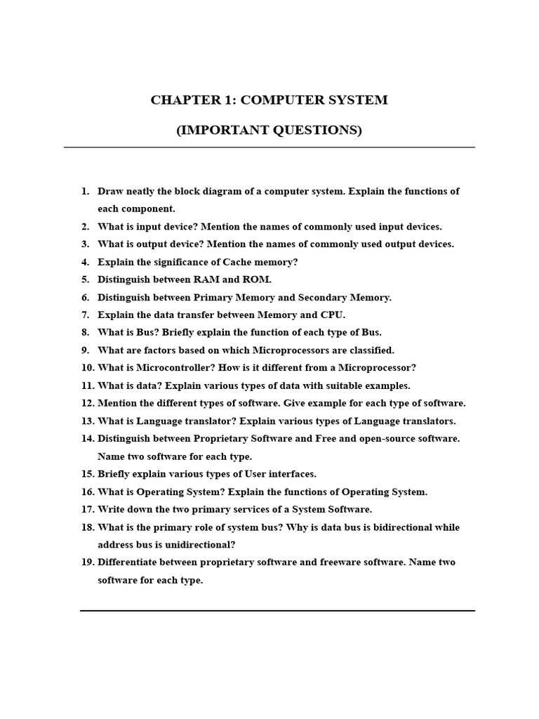 Chapter 1 Important Questions | PDF
