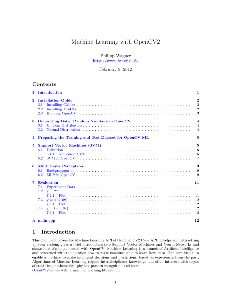 Machinelearning With Opencv 2 | PDF