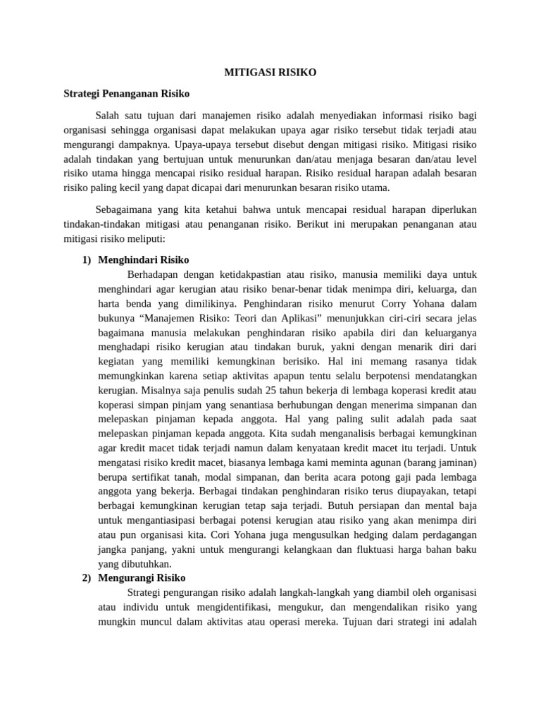 Mitigasi Risiko | PDF