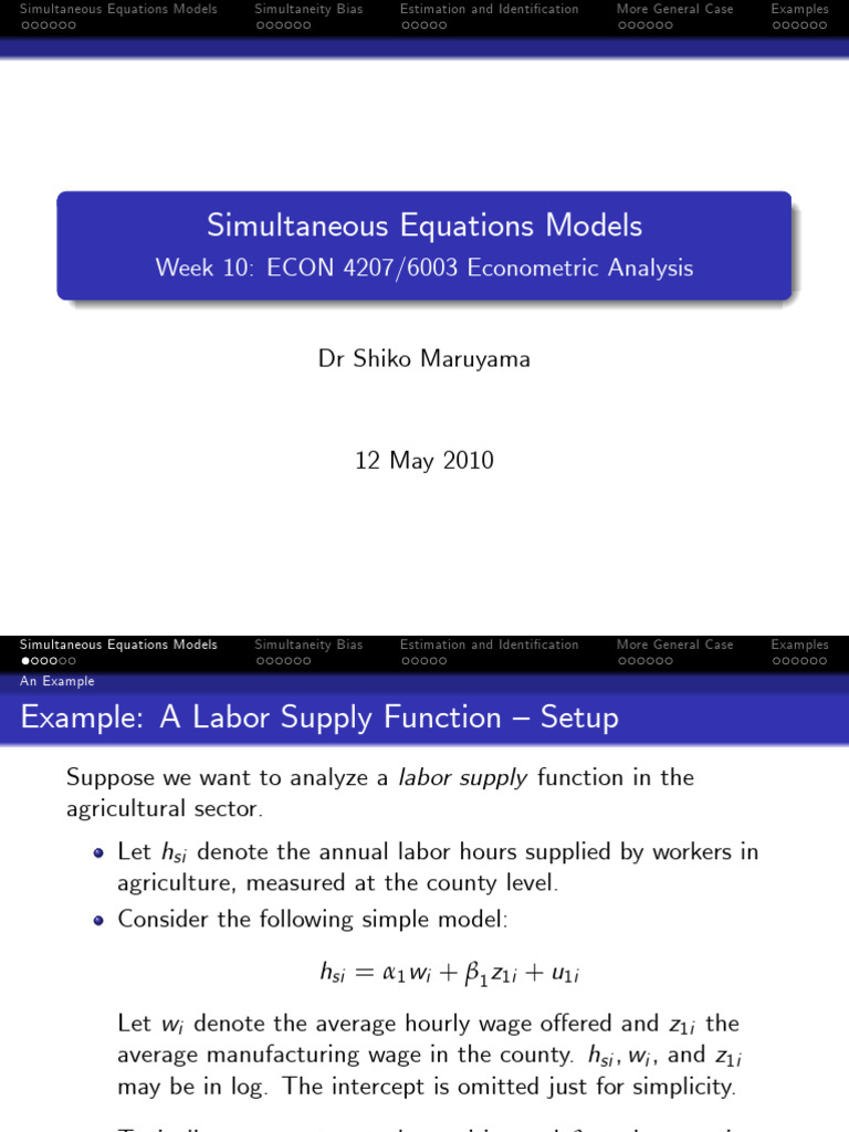 Simultaneous Equations Models | PDF