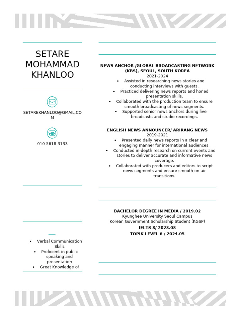 Resume For MBC Busan TV | PDF