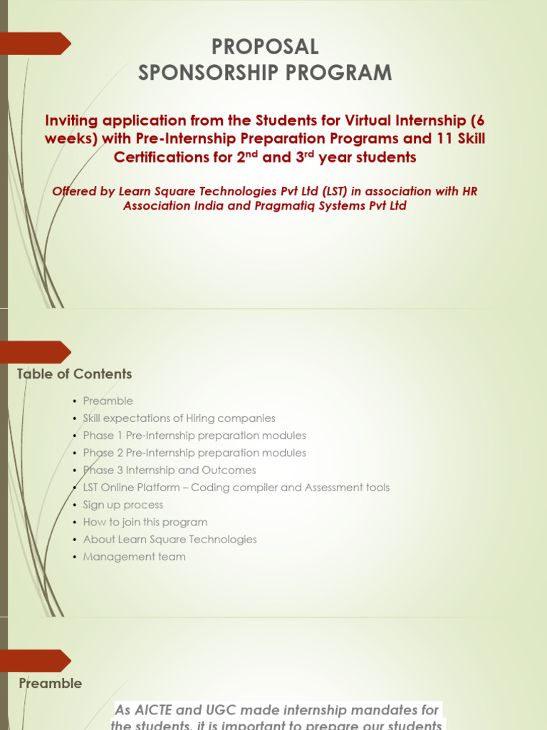 Lst Internship Proposal | PDF