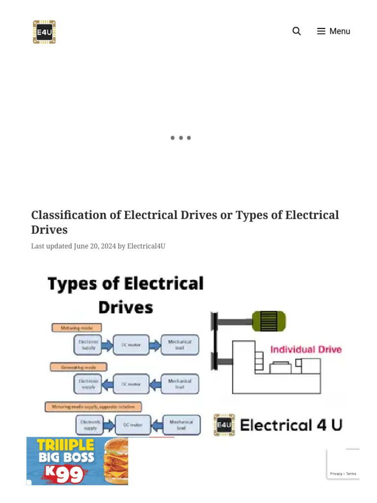 Classification of Electrical Drives or Types of Electrical Drives - Electrical4U | PDF