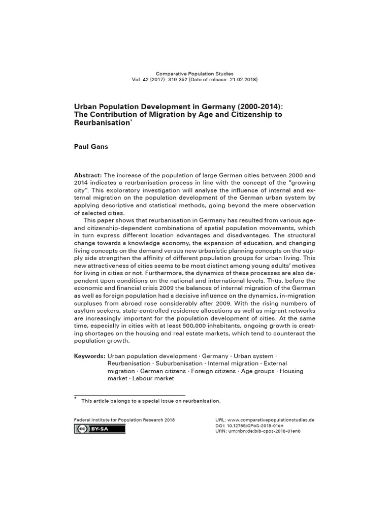 Urban Population Development in Germany 2000-2014 Paul Gans | PDF