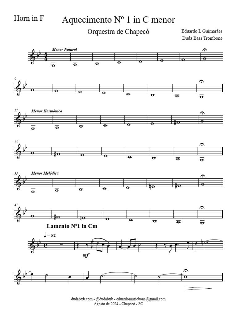 Aquecimento Nº1 OSC - CM - Agosto 2024 - Horn in F | PDF