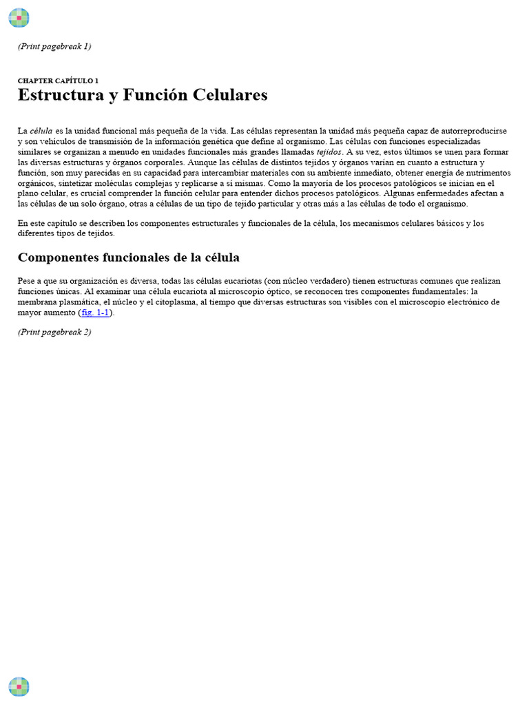 Capítulo 1 - Estructura y Función Celulares | PDF
