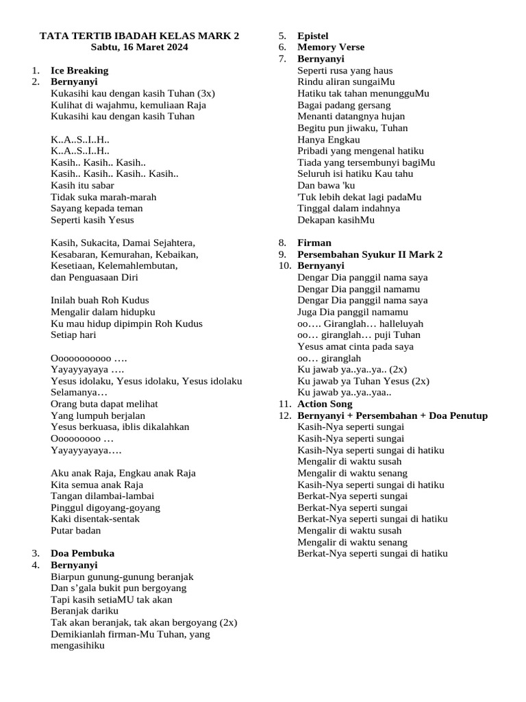 16 Maret 2024 Mark 2 | PDF