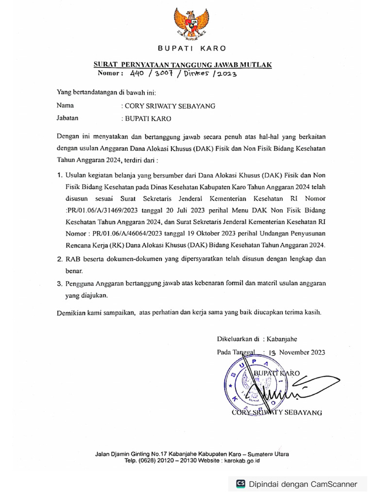 SPTJM Bupati 2024 | PDF