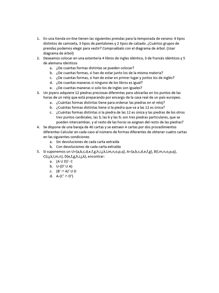 Problemario U2 | PDF