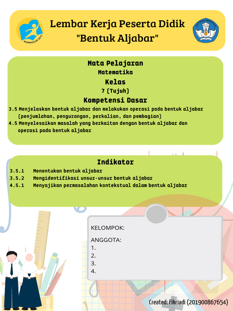 Bentuk Aljabar Kelas 7: Operasi & Unsur | PDF